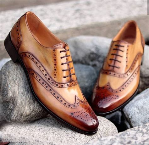 Handmade Brown Wing Tip Leather Shoes Mens Lace Up Leather Formal Shoes On Storenvy