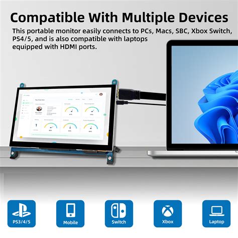 Ipistbit Raspberry Pi Screen 7 Inch Portable Monitor External Display