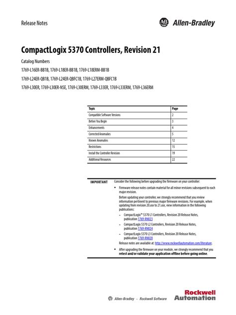 Compactlogix 5370 Controllers Revision 21 Release Notes Pdf Remote Desktop Services User