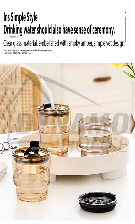 Coffee Mug With Cover Double Wall Glass Cups Mugs Coffee Silicone Straw