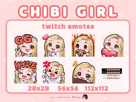 Blonde Hair Brown Eyes Chibi Girl Twitch Emotes Pack Etsy