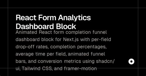 React Form Analytics Dashboard Block