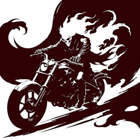 Premium Vector Ghost Rider With Burning Bike