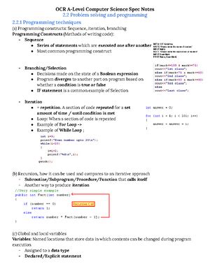 Ocr A Level Computer Science Summary Notes H Ocr A Level Computer Science Spec Notes