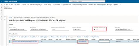 import export print management settings docentric ax