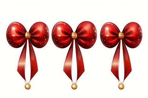 Premium AI Image Watercolor Of Satin Red String With Bow Shaped Decorations And Gold Glitte