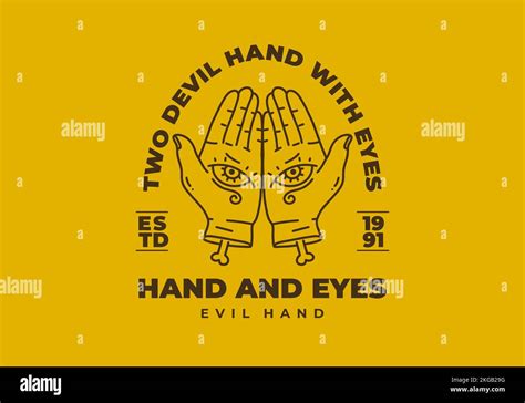 Vintage Art Illustration Design Of Two Hand With Eyes Stock Vector