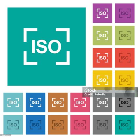 相機 Iso 速度設置方形平面多色圖示向量圖形及更多光圖片 光 器材 圖標集 Istock