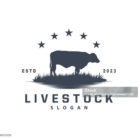 가축 기호 프램 정원 디자인 암소 기호 벡터 배지 Longhorn Bull Cattle 빈티지 라벨 템플릿 가금류에 대한 스톡