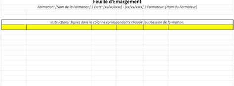 Feuille d Émargement en Formation Modèle Excel