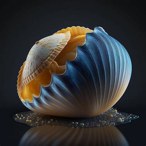 Premium Ai Image Large Open Clam Shell In Middle With Ocean Generative Ai