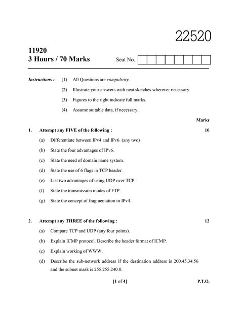 Advanced Computer Network Elective I 22520 Old Question Paper With