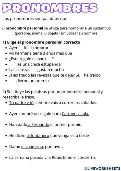 Pronombres Posesivos Y Personales Worksheet Pronombre Posesivo
