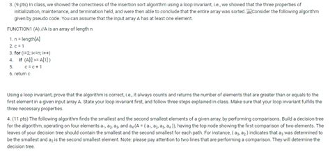 Solved 3 9 Pts In Class We Showed The Correctness Of The