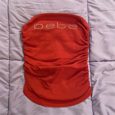 Bebe Red Ruched Tube Top Depop