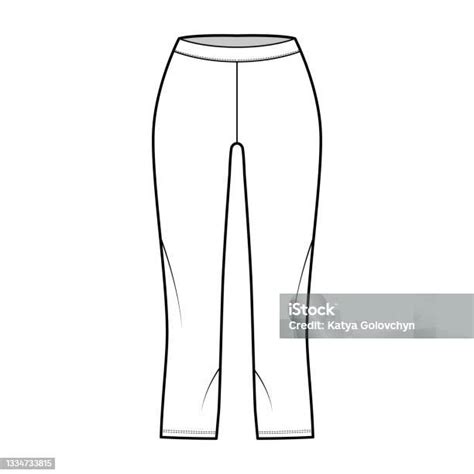낮은 허리 상승 종아리 길이와 자전거 반바지 레깅스 기술 패션 일러스트 플랫 스포츠 트레이닝 팬츠 캐주얼 0명에 대한 스톡 벡터 아트 및 기타 이미지 Istock