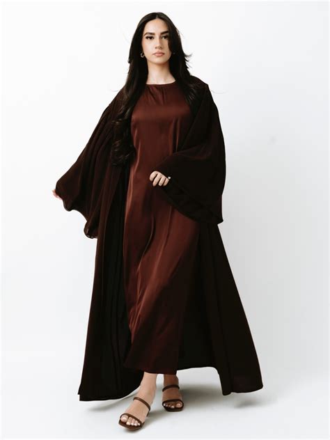 Laila Open Abaya Set Brown Luxhijabs