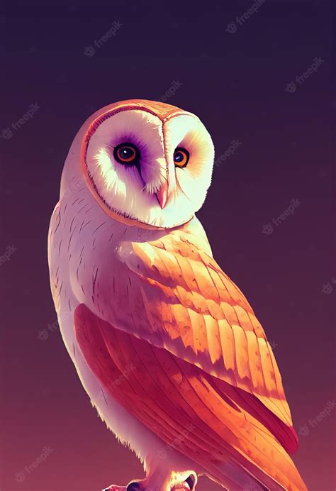 Premium Photo Watercolor Portrait Of Cute Barn Owl Bird