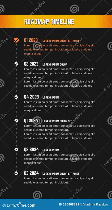 Vertical Roadmap Milestones On Black Background Timeline Infographic