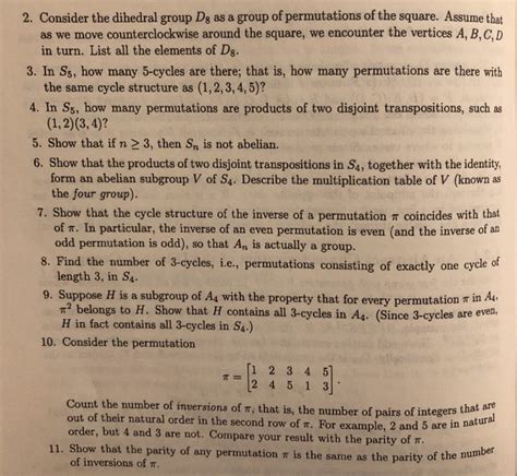Solved 2 Consider The Dihedral Group Dg As A Group Of