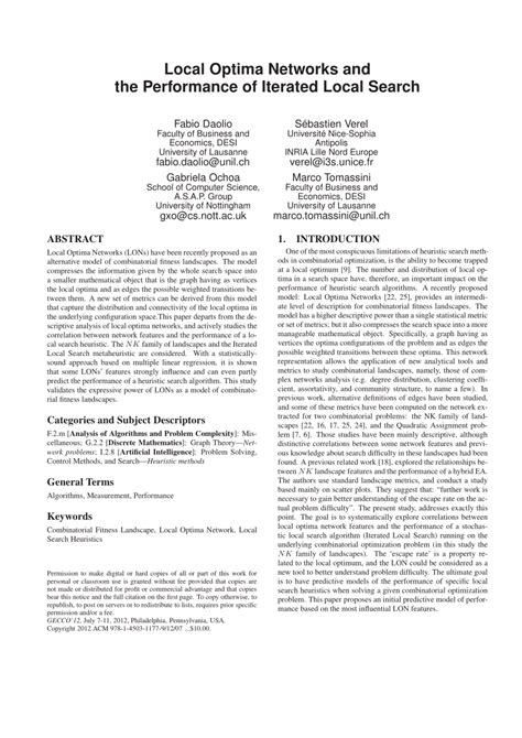 pdf local optima networks and the performance of iterated local search