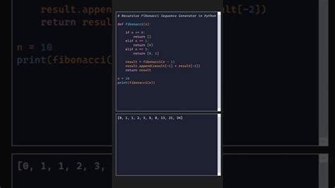 Recursive Fibonacci Sequence Generator In Python Learnpython Coding Youtube
