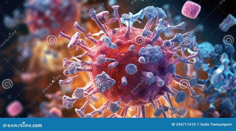 Antibodies Attacking Virus Cell Structure Grey Medical Science
