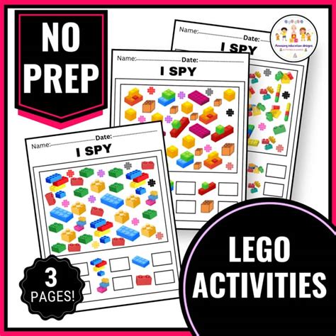 National Lego Day Math Activities I Spy Worksheets Building Brick