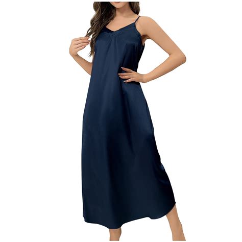 Blvb Womens Silk Satin Nightgown Casual Sleeveless Chemise Spaghetti