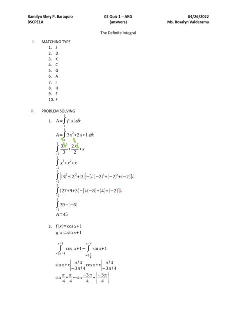 02 Quiz 1 College Calculus Pdf