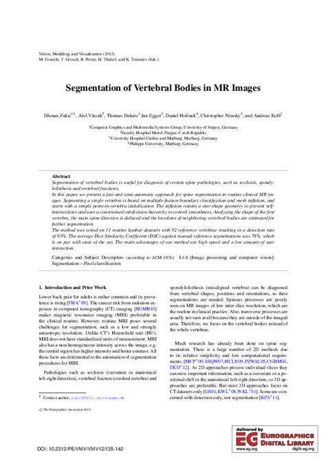 Pdf Segmentation Of Vertebral Bodies In Mr Images