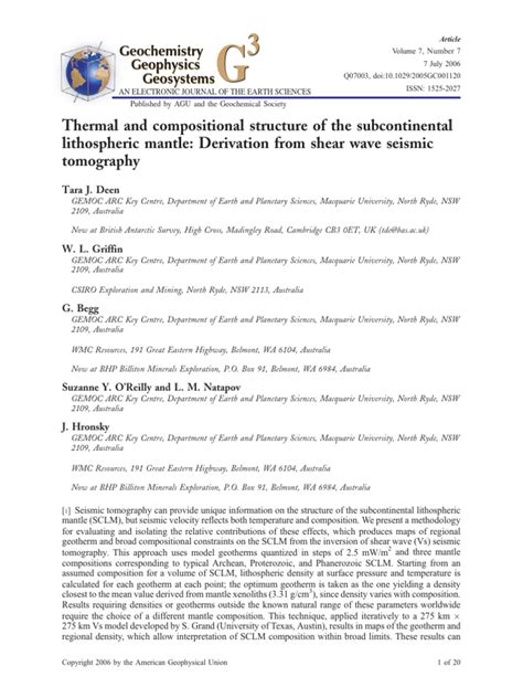 thermal and compositional structure of the subcontinental lithospheric