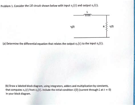 Problem 1 Consider The Lr Circuit Shown Below With Input Vst And Output Vrt Vst L 0000