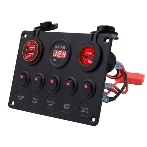 Multi Function Combination Switch Pane Voltmeter Cigarette Lighter Socket 5 Way Switches