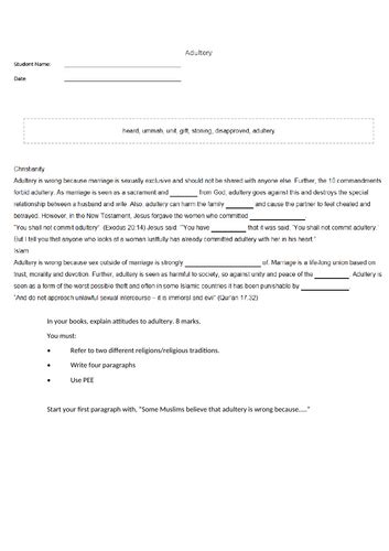 Gcse Eduqas Issues Of Relationships Gap Fills Ready Made Teaching