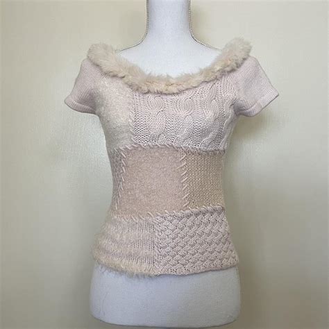 A Super Dainty Coquette Patchwork Knit Top From A Depop