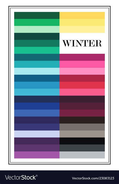 Seasonal Color Analysis Palette For Winter Type Vector Image On