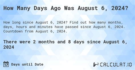How Many Days Until August 6th 2024 Kora Gaylene
