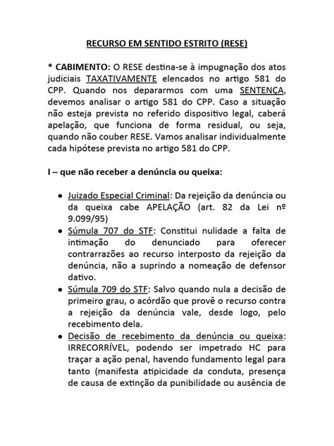 Aula 04 Recurso Em Sentido Estrito Pdf Sentença Jurídico Fiança
