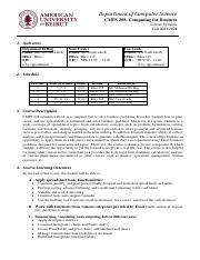 CMPS Computing For Business Excel For Business Problem Course Hero