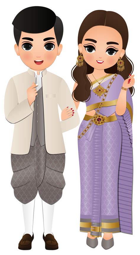 Wedding Invitation Card The Bride And Groom Thai Traditional Cute