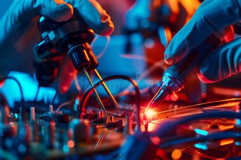 scientists testing equipment using microscopes data center generative