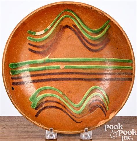 Slip Decorated Redware Plate Sold At Auction On 17th January Pook And Pook