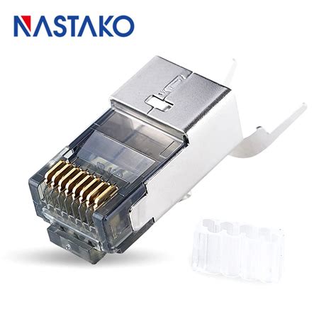 NASTAKO 8Pin Cat6a RJ45 Connector Cat 6a Crystal Plugs Shielded FTP