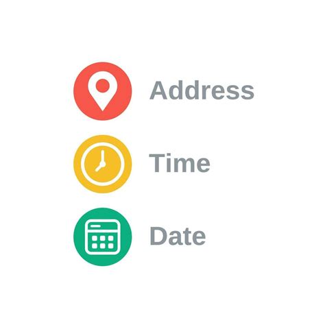 Address Date Time Icons Vector Illustration 36184749 Vector Art At Vecteezy