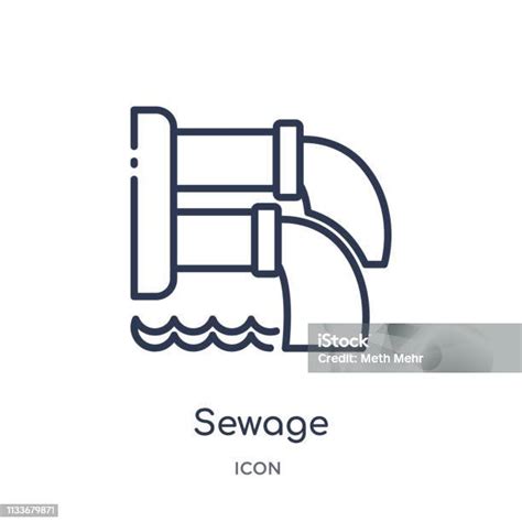 行業概況收集的線性污水圖示細線污水圖示隔離在白色背景污水潮流例證向量圖形及更多下水溝圖片 下水溝 圖示 外型 Istock