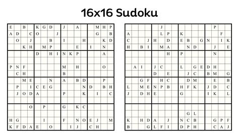 Free Printable 16×16 Sudoku Puzzles Free Printable A Z