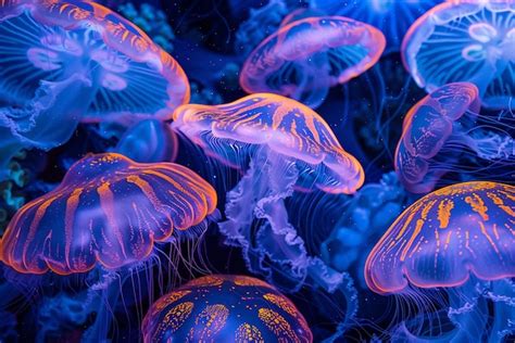 QuotRepeating Pattern Of Blacklight Jellyfishquot Premium AI