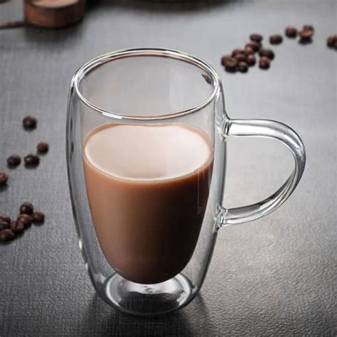 Double Wall Glass Mug Heat Resistant High Borosilicate Glass Cup Juice