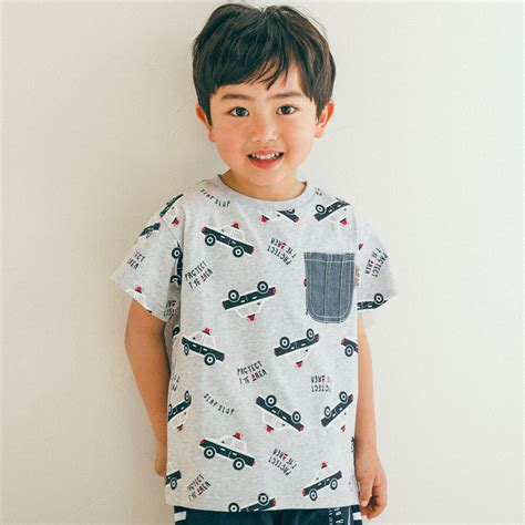 【お揃い】はたらくくるま総柄半袖tシャツ 80~120cm 80cm ネイビー系 トップス【べべモール公式】 子供服べべの公式通販サイト